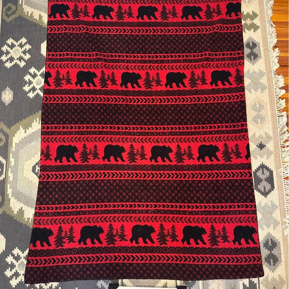 Woolrich | Bedding | Woolrich Blanket Throw Sherpa Black Bear Trees Red ...